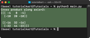 NumPy cross() - Cross Product of Two Vectors or Arrays